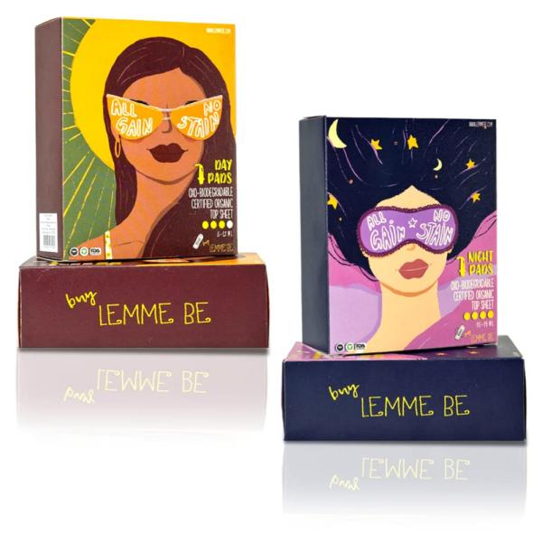 Lemme Be Sanitary Pads (Day Box of 7+ Night Box of 7) 100% Cotton ...