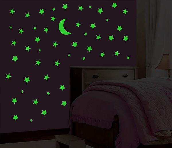 DreamKraft Green Vinyl Galaxy Of Stars With Moon Radium Night Wall ...