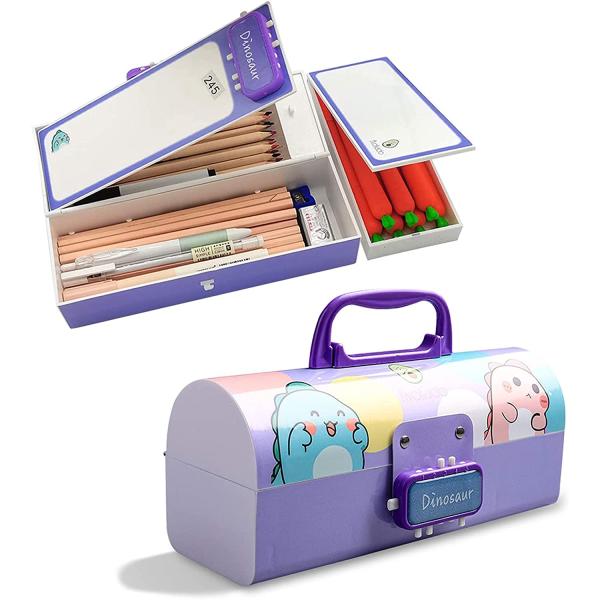 Crackles Kids Pen And Pencil Box - Suitcase Style Multi Layer Password ...