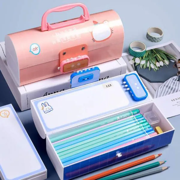 Crackles Kids Pen And Pencil Box - Suitcase Style Multi Layer Password ...