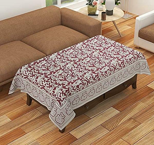 CROOX 4 Seater Maroon Flower Design Royal Look Cotton Center Table ...