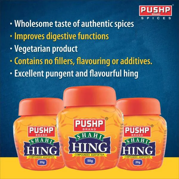 Pushp Brand Asafoetida Hing Jar (100g) - Strongest Compounded Pure Hing ...