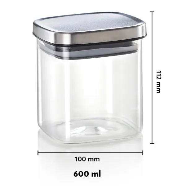 Borosil Classic Square Glass Jar, Air-Tight Storage Container For ...