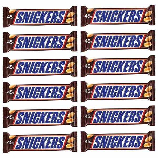 Snickers Peanut Chocolate Bar - 45g (Pack of 12) - JioMart