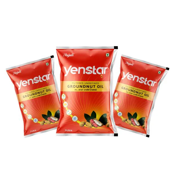 Anjali Yenstar Groundnut/Peanut Oil 1 Litre Pouch (Pack Of 3) - JioMart