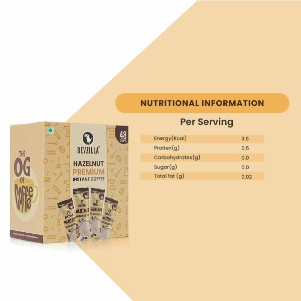BEVZILLA Instant Coffee Powder - 48 Sachets (Hazelnut)| Hot & Cold ...