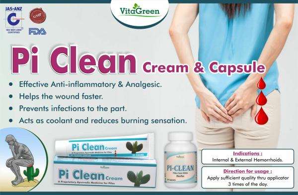 VitaGreen PI-CLEAN CREAM For Piles Care, Pure Natural & Ayurvedic (50 g ...