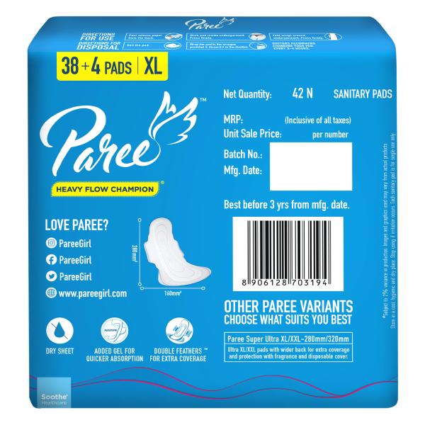 Paree Dry Feel XL Sanitary Pads for Women with leakage Protection and ...