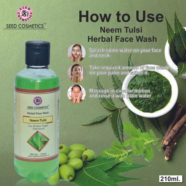 Seed Cosmetics Neem and Tulsi Herbal Face Wash 100 % Natural For Oily ...