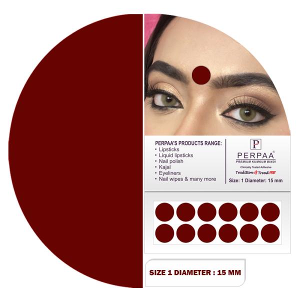 PERPAA Kumkum Dark Maroon Round Bindi Book for Ladies Forehead (Stick ...