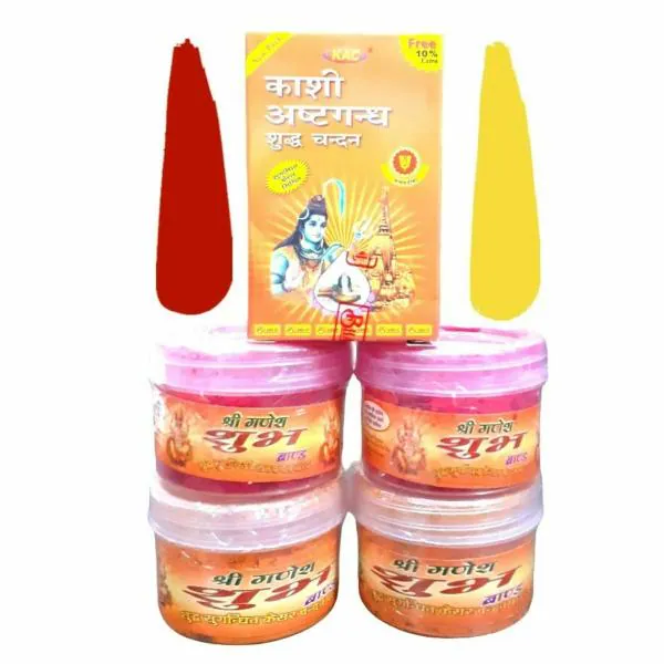 MatangeeDarshan Chandan - Tika Combo Pack of 5 (Red,Yellow)- Sandalwood ...
