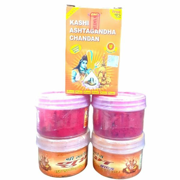 MatangeeDarshan Chandan - Tika Combo Pack of 5 (Red,Yellow)- Sandalwood Chandan Kesar ...