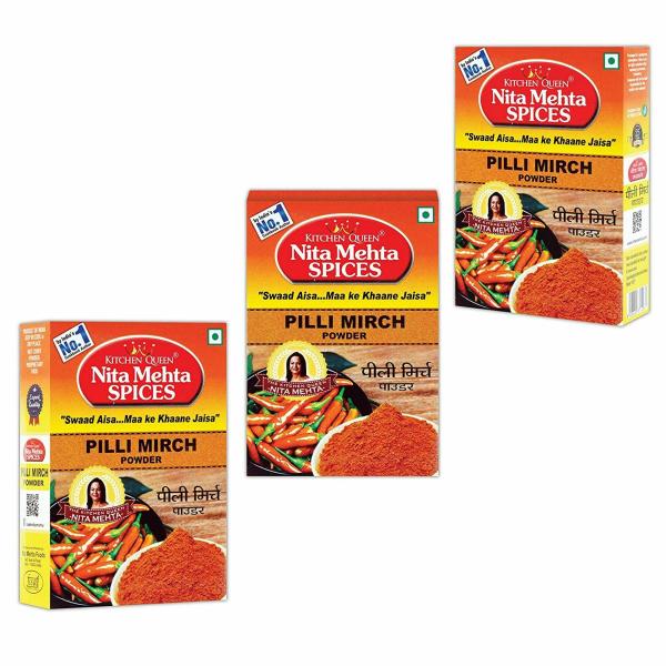 KITCHEN QUEEN NITA MEHTA Pili Mirch Powder Organic 100 g (Pack of 3 ...