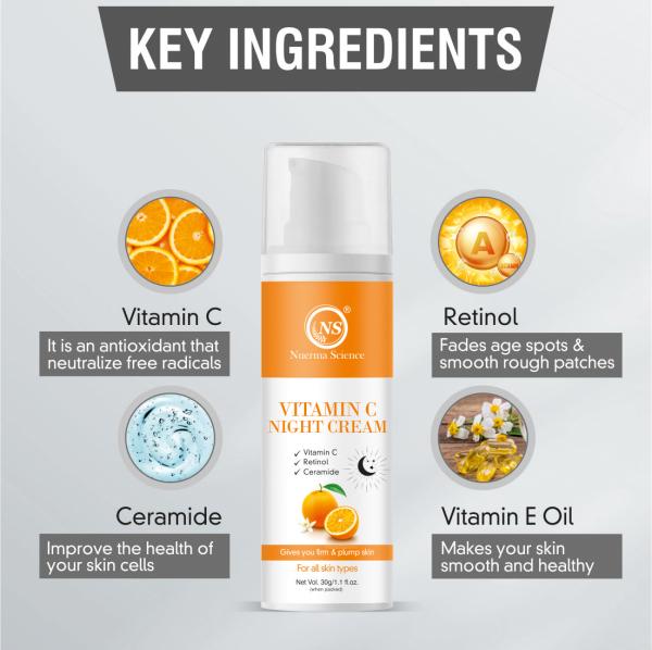 Nuerma Science Vitamin C Night Cream with Retinol & Ceramide For Skin ...