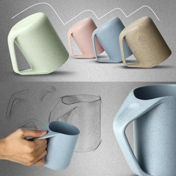 350 ml Wheat Straw Plastic Coffee Cups / Mugs with Thumb Groove Design ...