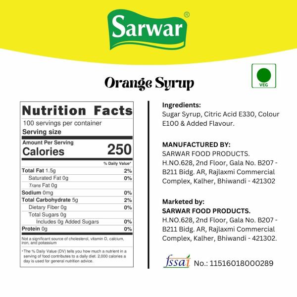 Sarwar Orange Syrup 750 ML - JioMart