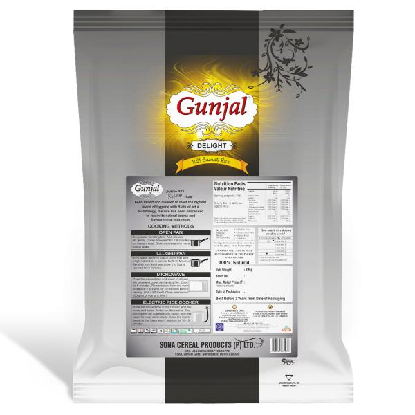 GUNJAL DELIGHT BASMATI RICE, 30 KG - JioMart