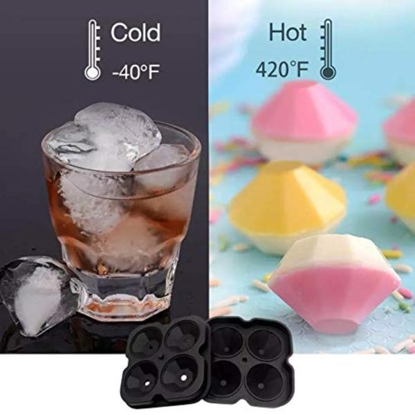 Kunya Ice Cube Mold Silicon Diamond Shape Ice-Cube Round Mold Ball ...