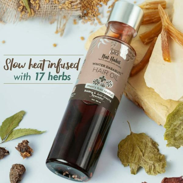 Nat Habit Men's Revital Winter Dasabuti Hair Oil for Hairfall, Dandruff Control with 16 Herbs ...