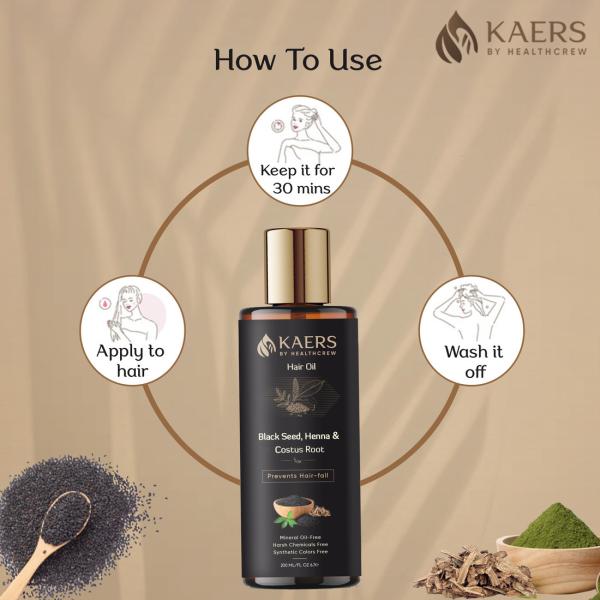 Kaers Black Seed, Henna & Costus Root Hair Oil | Pure Black Seed | 100% ...