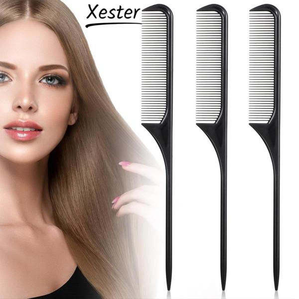 Xester Black Plastic Heat Resistant Teasing Rat Tail Combs (Pack Of 3 ...