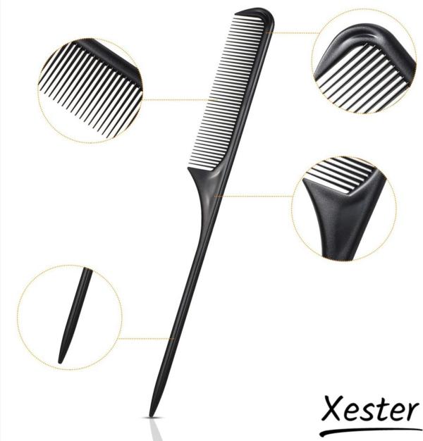 Xester Black Plastic Heat Resistant Teasing Rat Tail Combs (Pack Of 3 ...