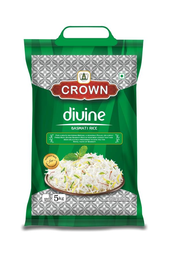 CROWN Divine Long Grain, Gluten Free, Double Polished, Natural Basmati ...
