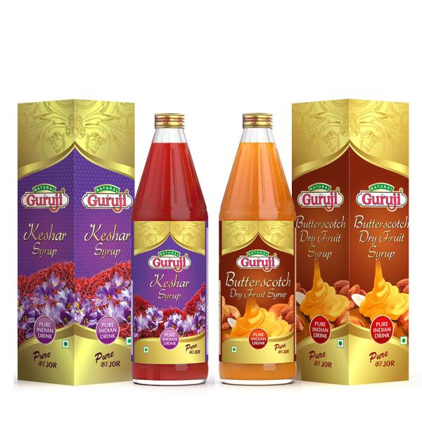 Natural Jai Guruji Kesar & Butterscotch Syrup Each 750ml (Pack of 2 ...