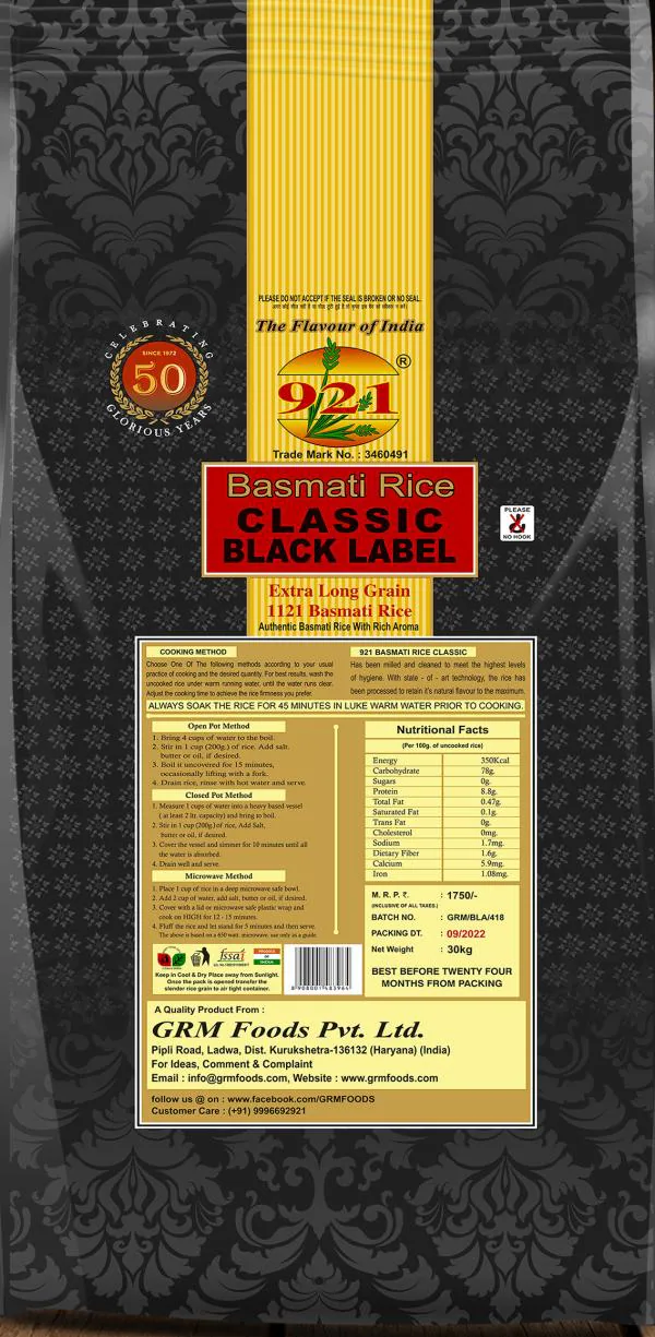 921 CLASSIC BLACK LABEL ( MUNGRA) 30KG - JioMart