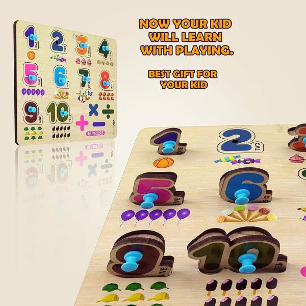 Enorme Big Wooden ABCD and Numbers Puzzle with Knobs, Educational and ...