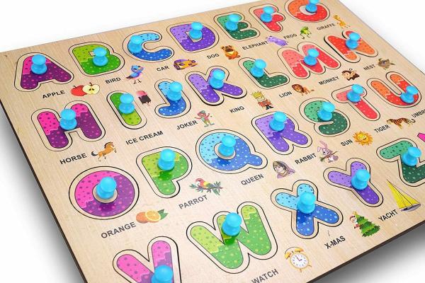 Enorme Big Wooden ABCD and Numbers Puzzle with Knobs, Educational and ...