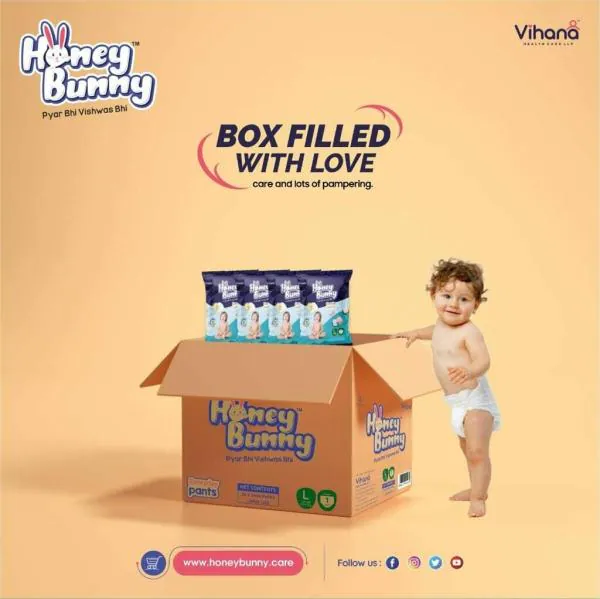 Honey Bunny Pants Diapers New Born - 60 pcs with Wetness Indicator ...