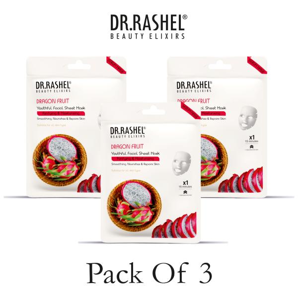 DR.RASHEL DRAGON FRUIT SHEET MASK WITH SERUM (PACK OF 3) - JioMart