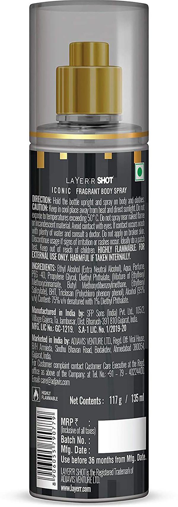 LAYERR Shot Iconic Fragrant Body Spray for Men 135 ml (Pack of 2) - JioMart