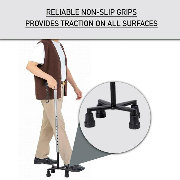 Paxmax Quadripod Adjustable Four Legged Walking Stick l health ...
