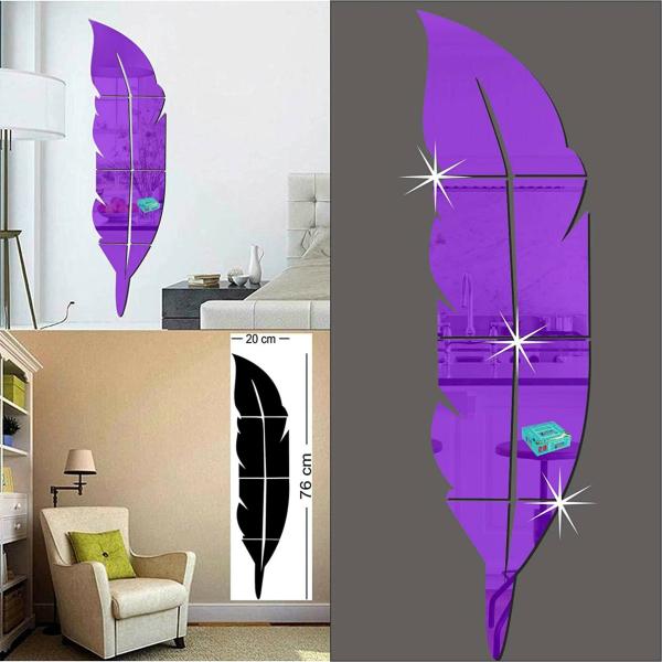 Look Decor Purple Plume Feather Purple 3D Acrylic Stickers - JioMart