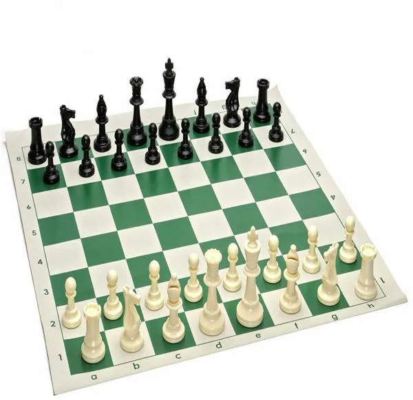 DALANI Chess Set with Plastic Filled Chessmen and Black and White ...