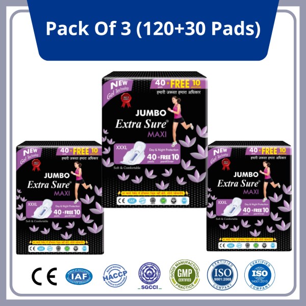 EXTRA SURE MAXI CARE 320MM (XXXL) SANITARY NAPKINS 3 PACK OF 120+ 30 ...
