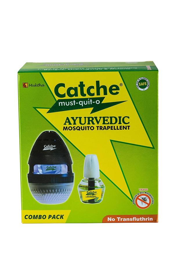 Catche must-quit-o Ayurvedic Mosquito Tra-Pe-ll-ent Machine with Refill ...