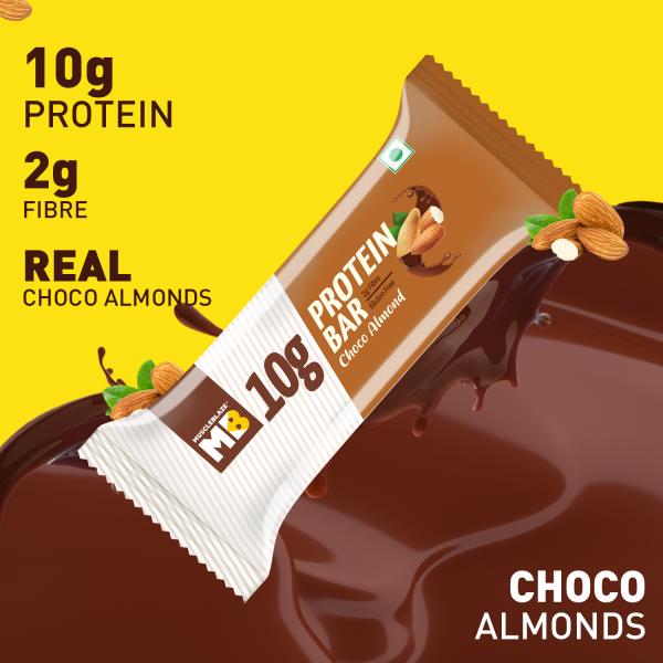 MuscleBlaze 10 g Protein Bar, Choco Almond, Protein Blend, Fibre, 100% ...