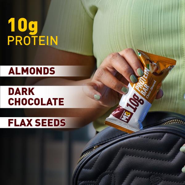 MuscleBlaze 10 g Protein Bar, Choco Almond, Protein Blend, Fibre, 100% ...