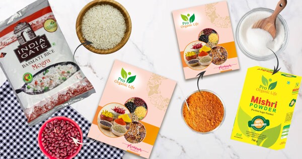 PRO ORGANIC LIFE JAMMU RAJMA (450 GRM),INDIA GATE BASMATI RICE MOGRA ...