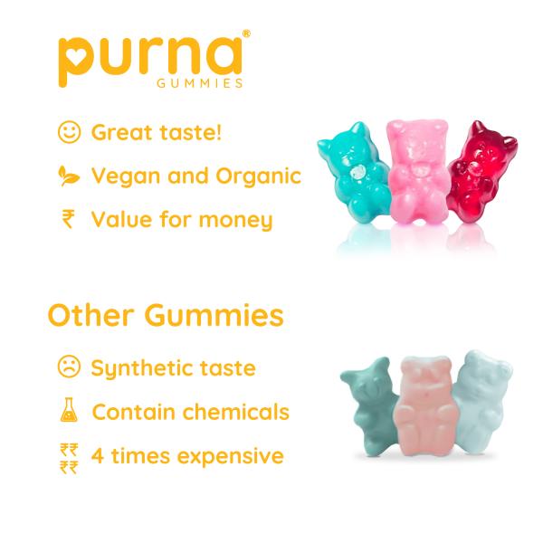 Purna Gummies Multivitamin Mango Gummy for Adults & Kids, 30 Gummies ...