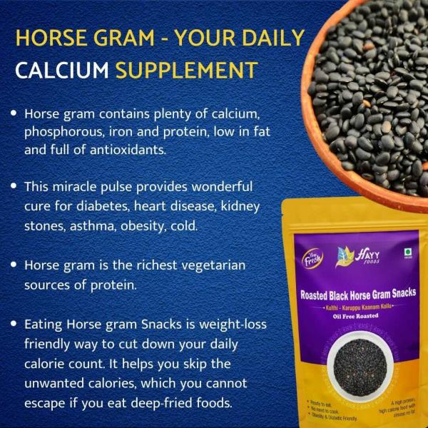 HayyFoods Roasted Black Horse Gram Snacks (ReadytoEat) (WeightLossFood ...