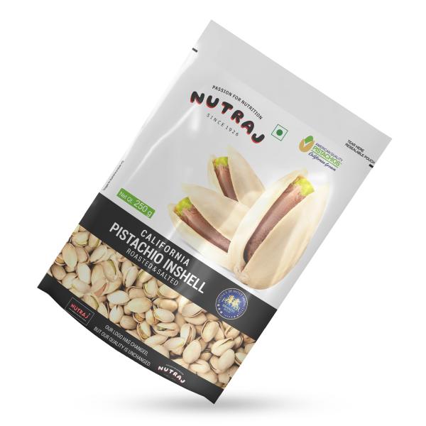 Nutraj California Roasted & Salted Pistachios 250 g | Crunchy & Healthy | Rich in Vitamin ...