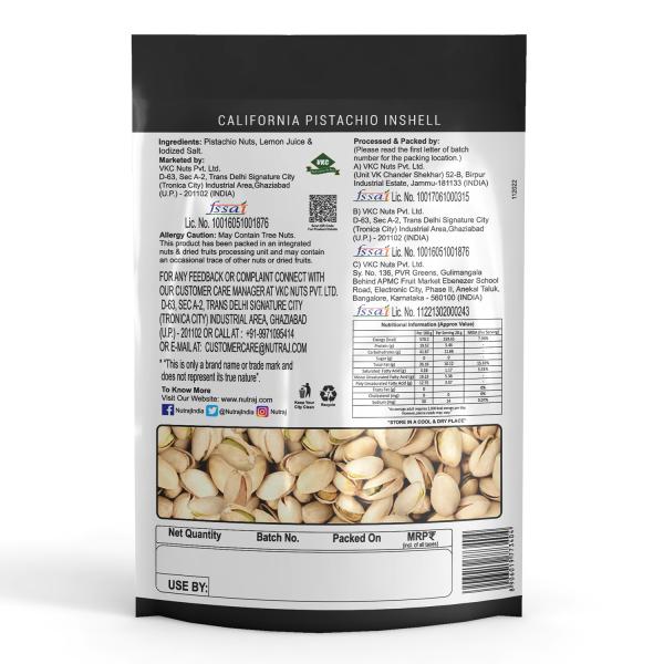 Nutraj California Roasted & Salted Pistachios 250 g | Crunchy & Healthy | Rich in Vitamin ...