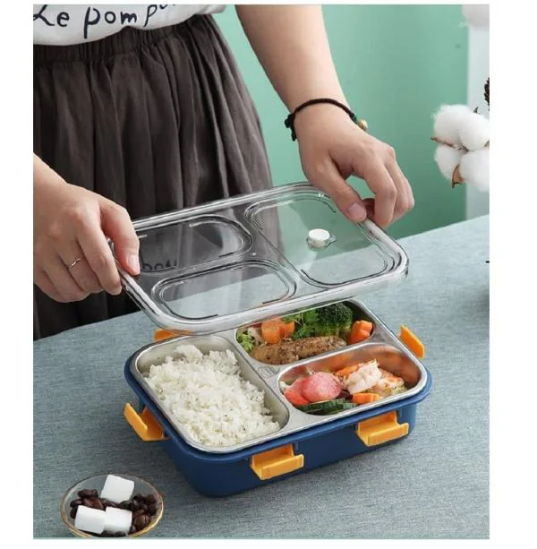 MT HUB 3 Compartment BPA Free Stainless Steel Lunch Box with Spoon ...