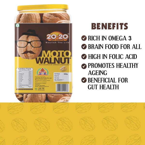 20-20 Dry Fruits Moto Walnut In Shell - Akhrot With Shell, 500G - JioMart