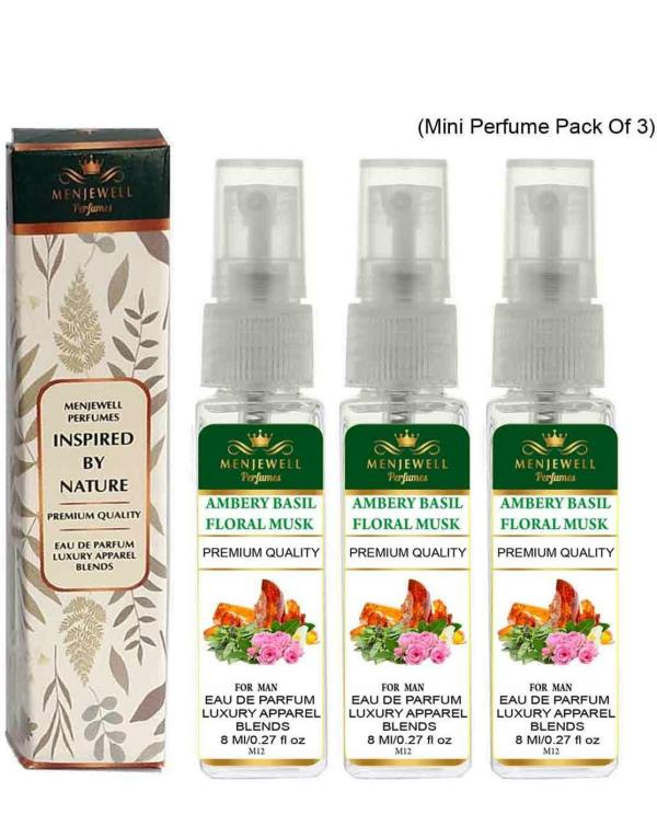 Menjewell Pack Of 3 Ambery Basil Floral Musk Eau de Parfum - 24 ml (For ...
