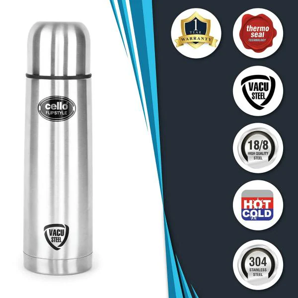 Cello Flip Style Stainless Steel Insulated Flask without Thermal Jacket ...